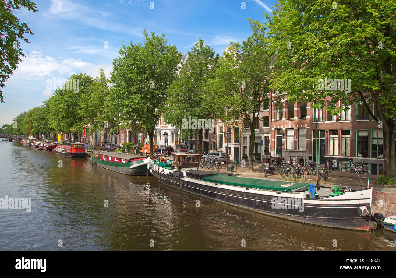 AMSTERDAM - JULY 10: Canals of the Amsterdam city on July 10, 2016 in ...