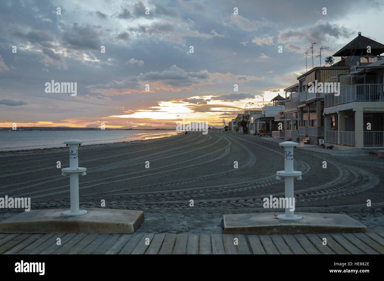 View of Playa Lisa beach in the evening, Alicante province, Spain Stock ...