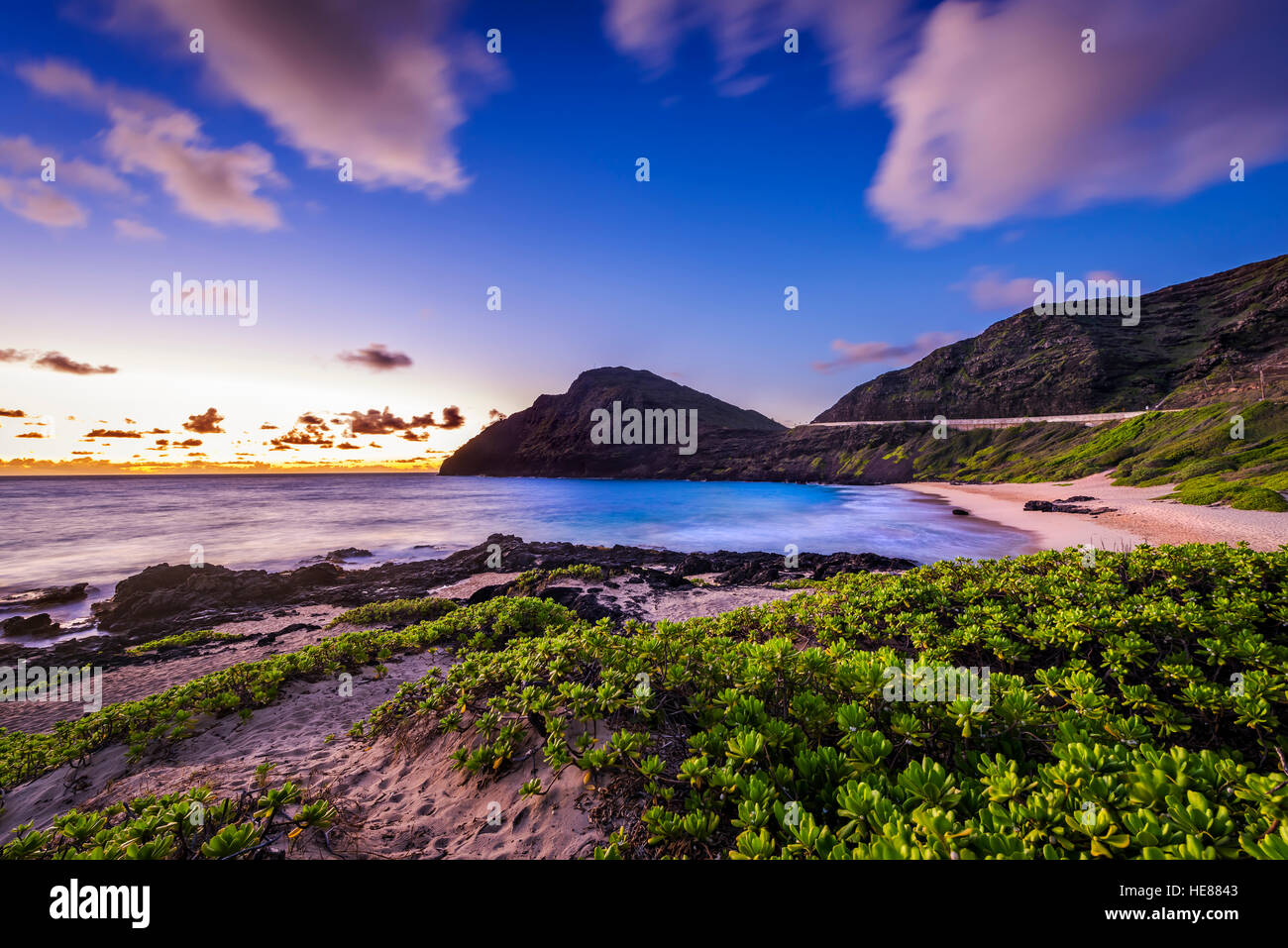 Beautiful sunrise at Makapuu Beach on Oahu, Hawaii, USA Stock Photo - Alamy