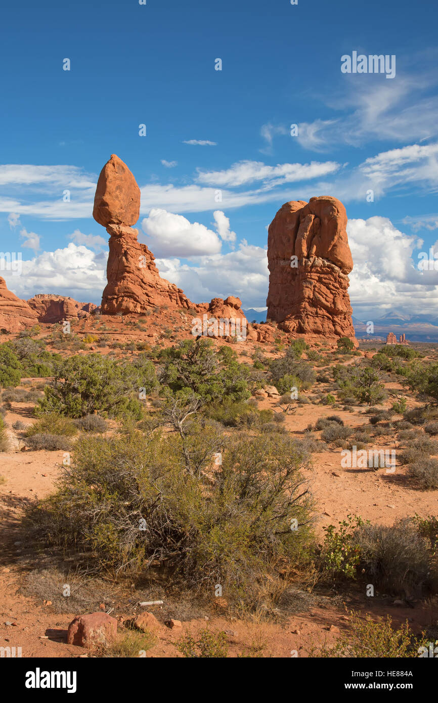 Famous Balancing rock in the Arches National park, Utah, USA Stock ...
