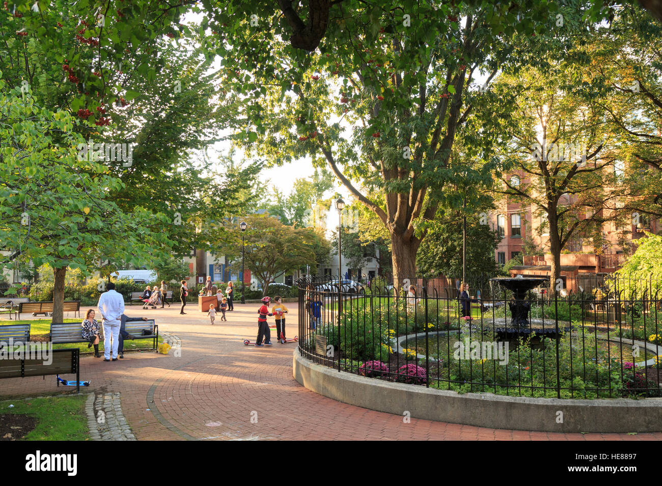 Children playing around Fitler's Square Fountain, Rittenhosue Square ...