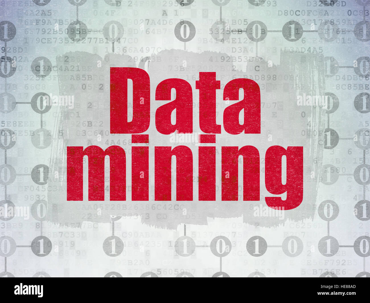 Data concept: Painted red text Data Mining on Digital Data Paper background with Scheme Of ...