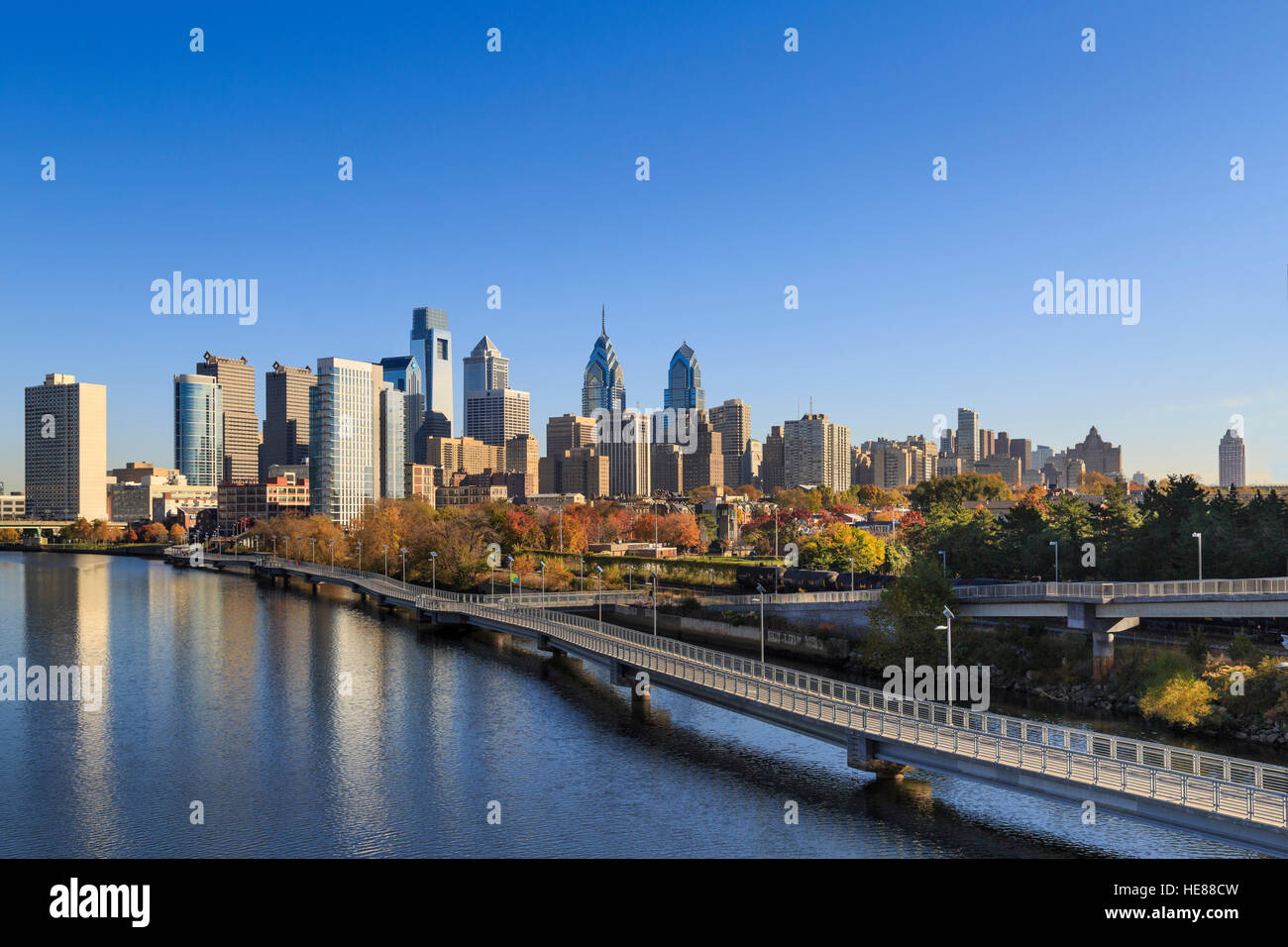 Philadelphia Skyline and the Schuylkill River Boardwalk, Philadelphia ...