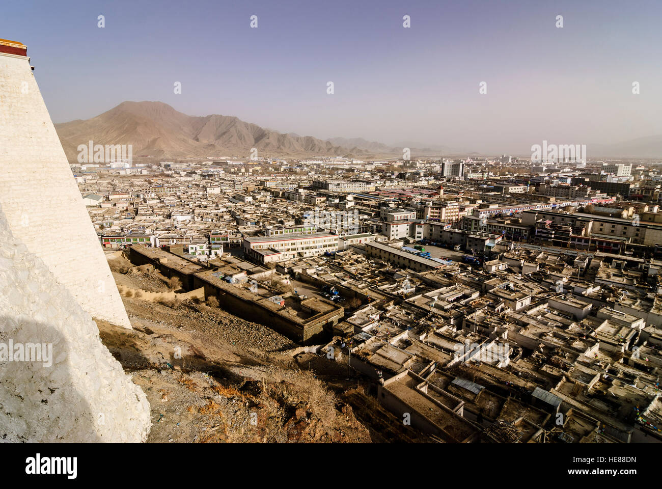 Shigatse (Xigaze): View from the Dzong (castle) to the city, Tibet ...