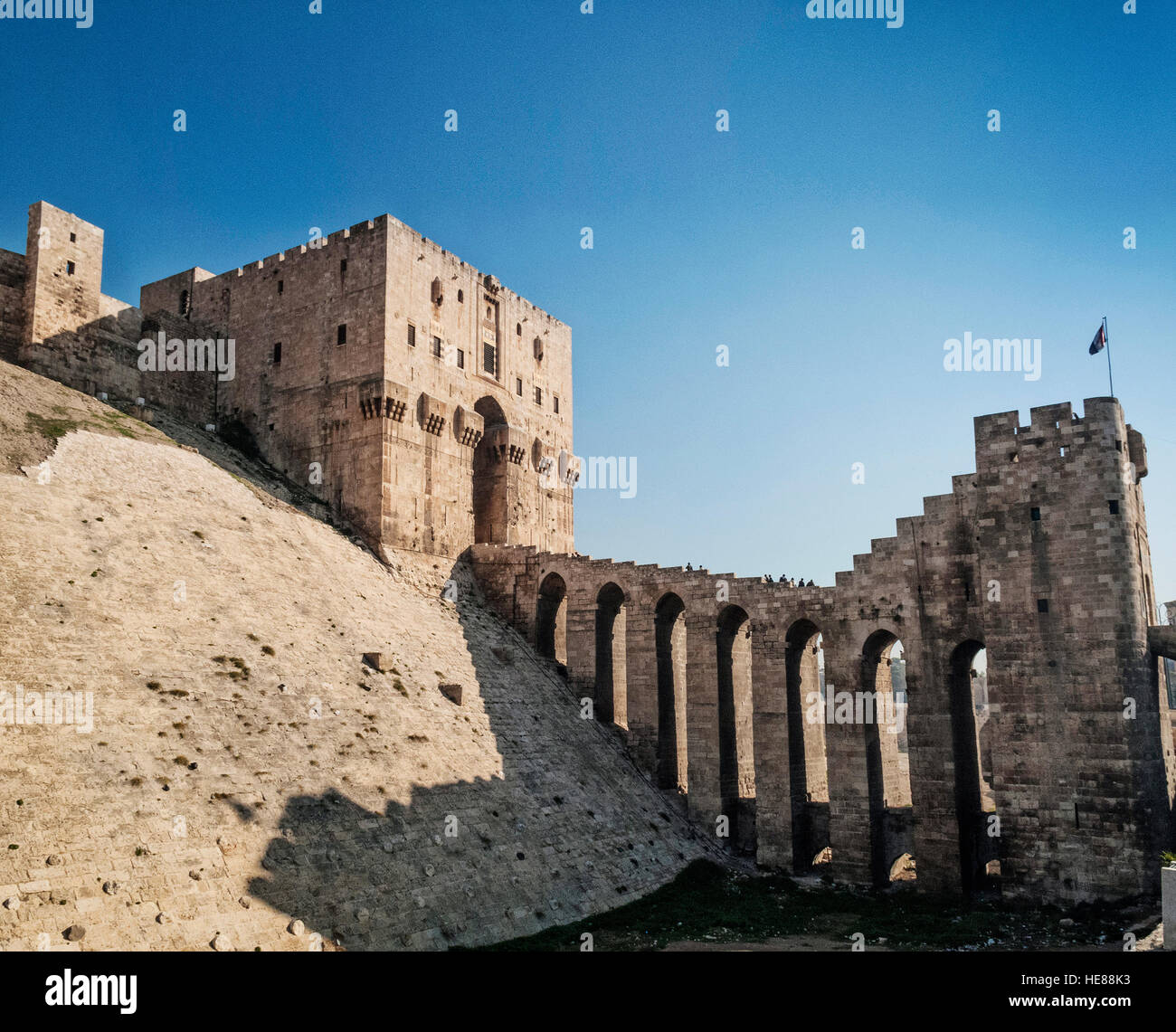 famous ancient citadel fortress gate landmark in central old aleppo ...