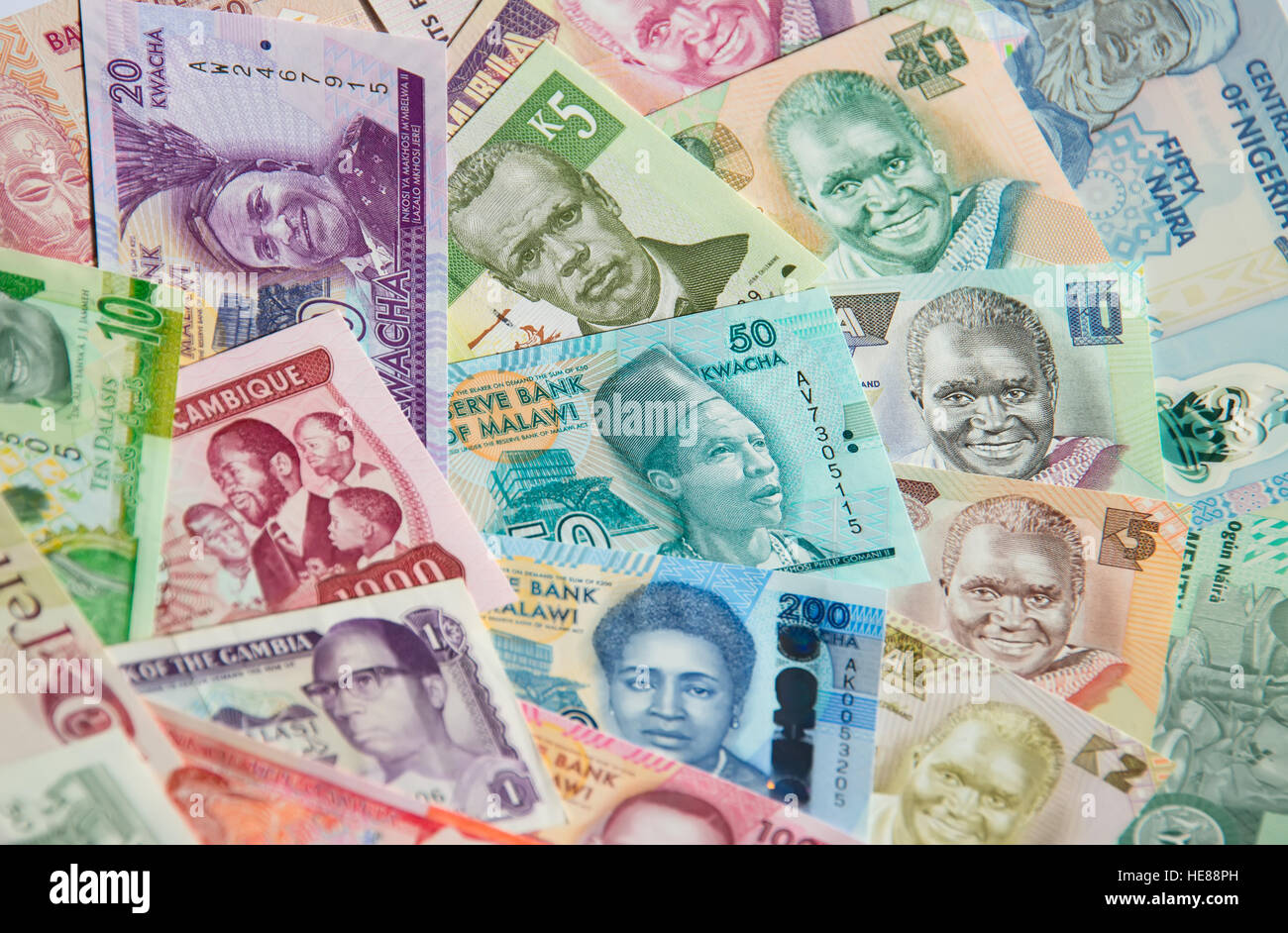 Variety of the African banknotes Stock Photo - Alamy