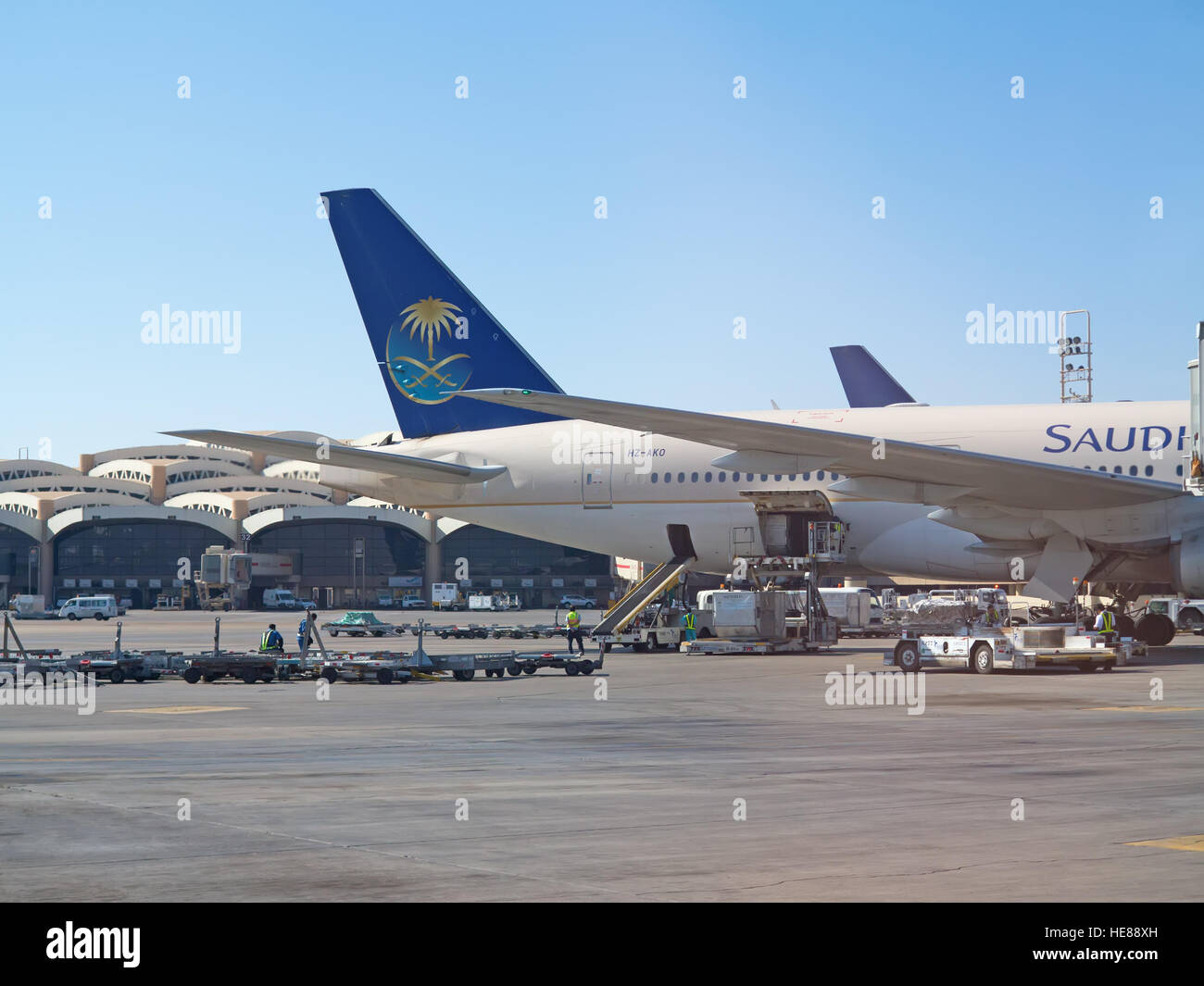 Riyadh - March 01: Planes preparing for take off at Riyadh King Khalid ...