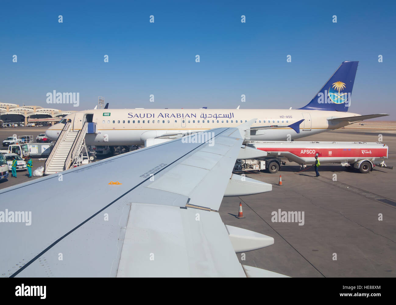 Riyadh - March 01: Planes preparing for take off at Riyadh King Khalid ...