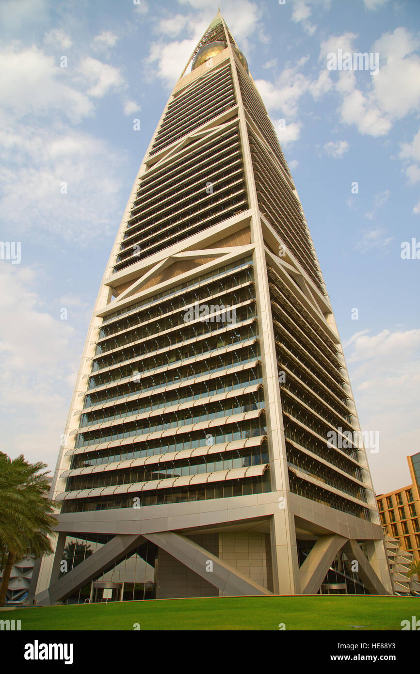 RIYADH - AUGUST 22: Sunset light at Al Faisaliah tower facade on August ...