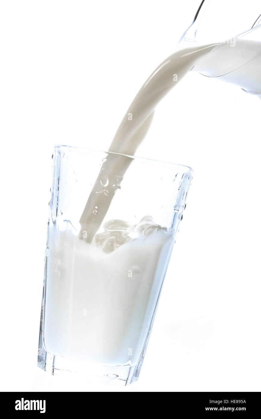 Milk being poured into a glass Stock Photo - Alamy