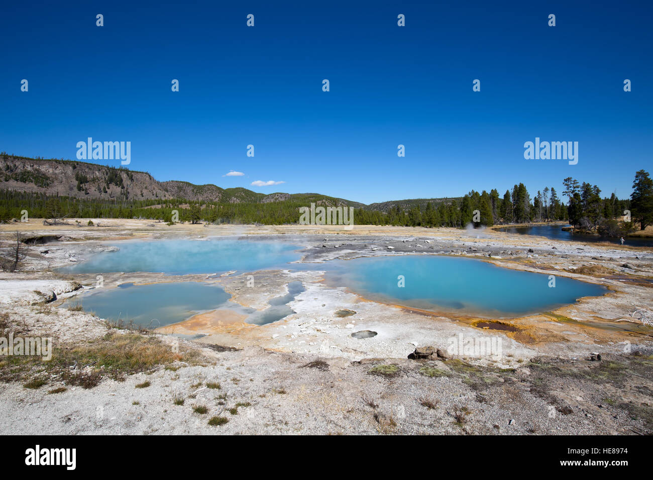 Colorful hot water pool in the Yellowstone National park, USA Stock ...