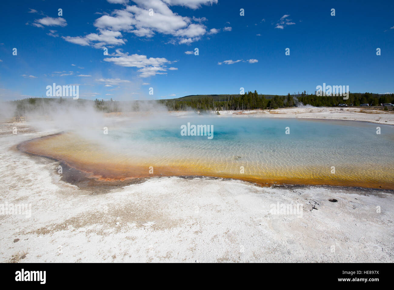Colorful hot water pool in the Yellowstone National park, USA Stock ...