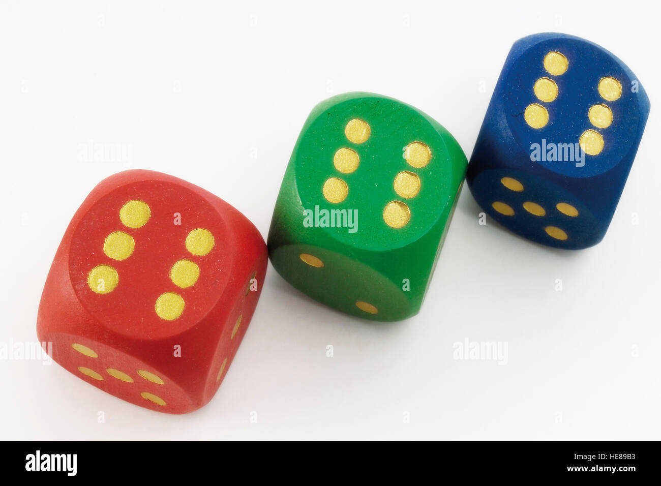 Coloured wooden dice Stock Photo - Alamy