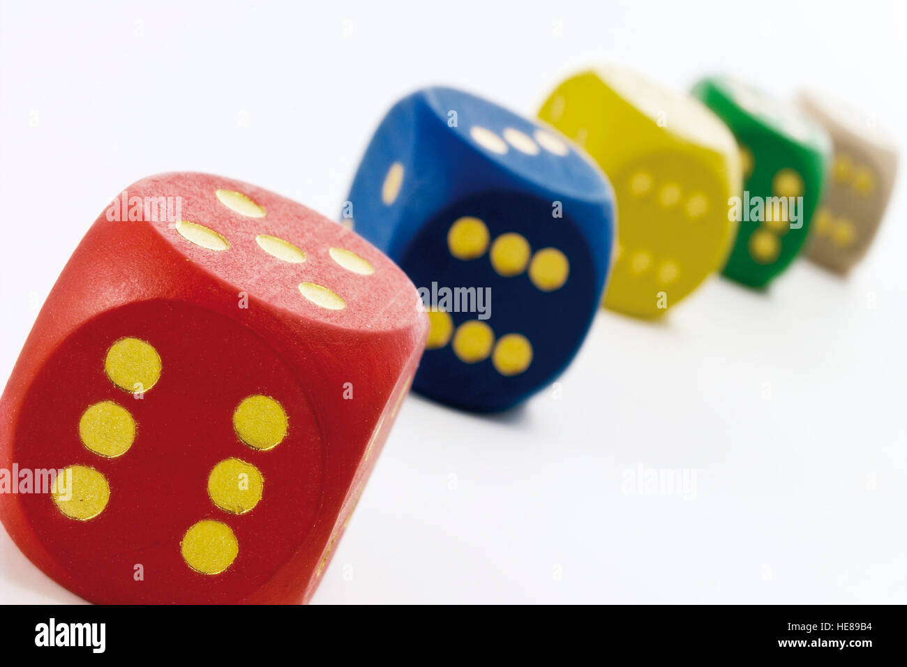 Coloured wooden dice Stock Photo - Alamy