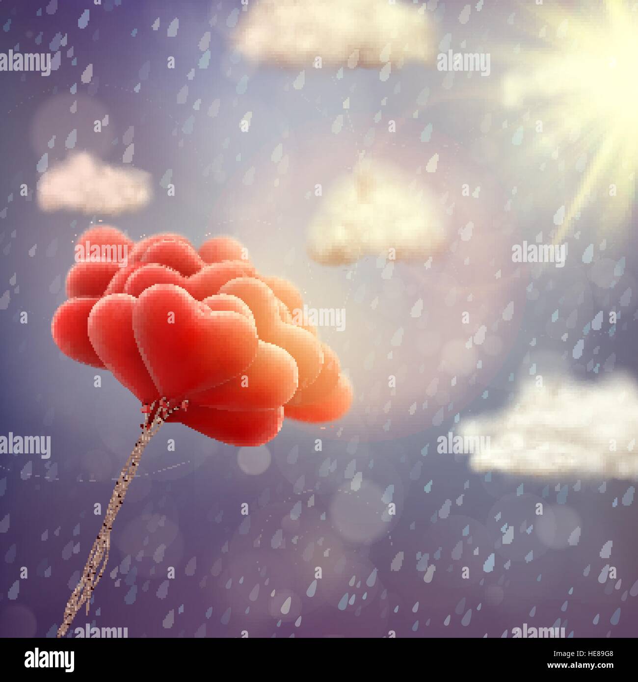 Rising heart balloons hi-res stock photography and images - Alamy