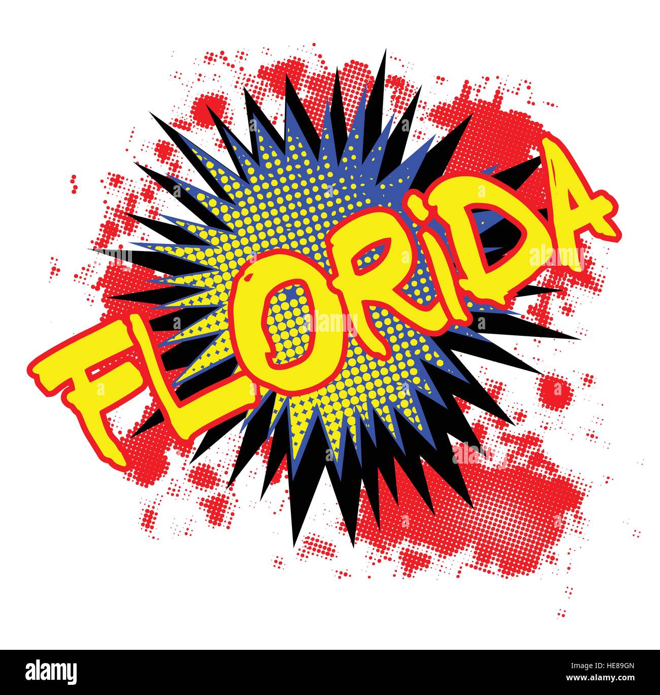 A comic cartoon style Florida exclamation explosion over a white ...