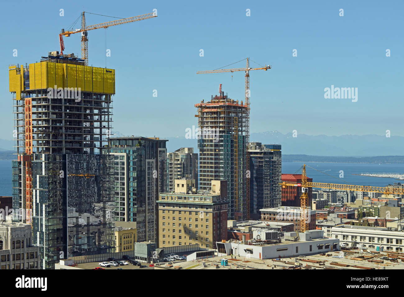 Residential towers under construction, Seattle, Washington State, USA ...