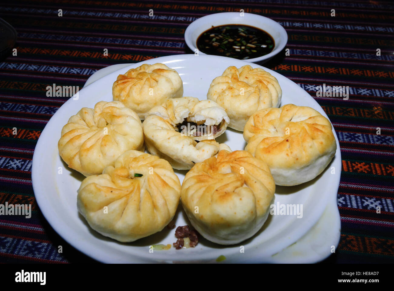 Samye: Tibetan meal food Momos: fried dumplings, filled with vegetables ...