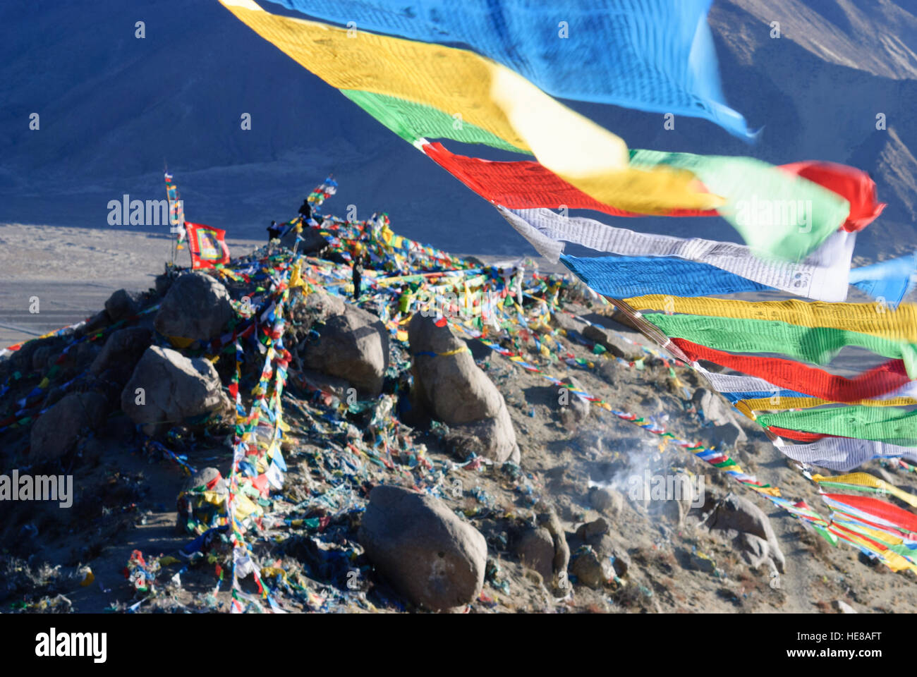 Samye: hill Hepo Ri with Prayer Flags, Tibet, China Stock Photo - Alamy