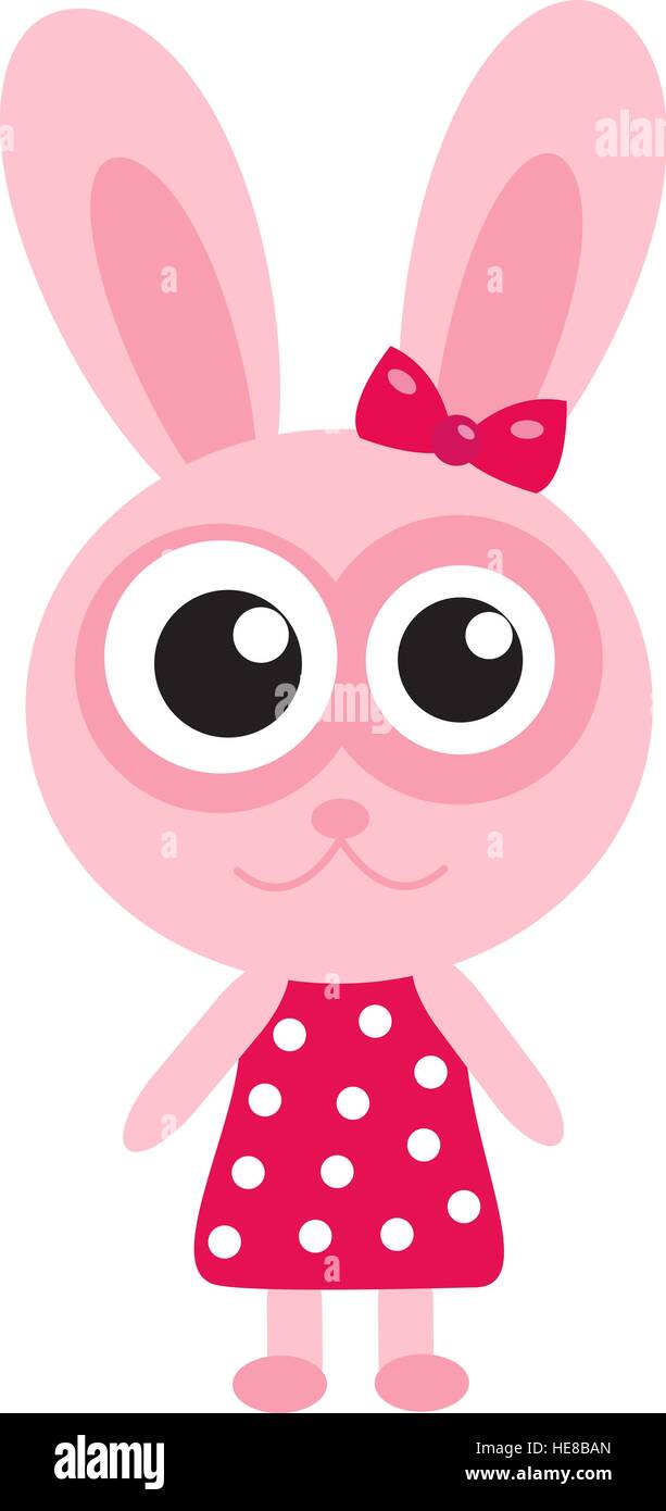 Cute pink bunny, rabbit icon, flat design. Isolated on white background ...