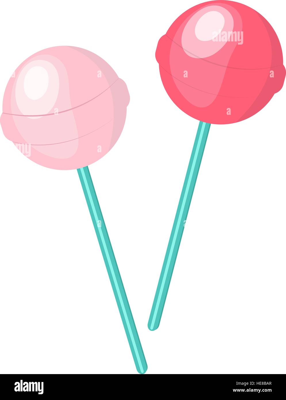 Cute, pink candy lollipop icon, flat design. Isolated on white ...