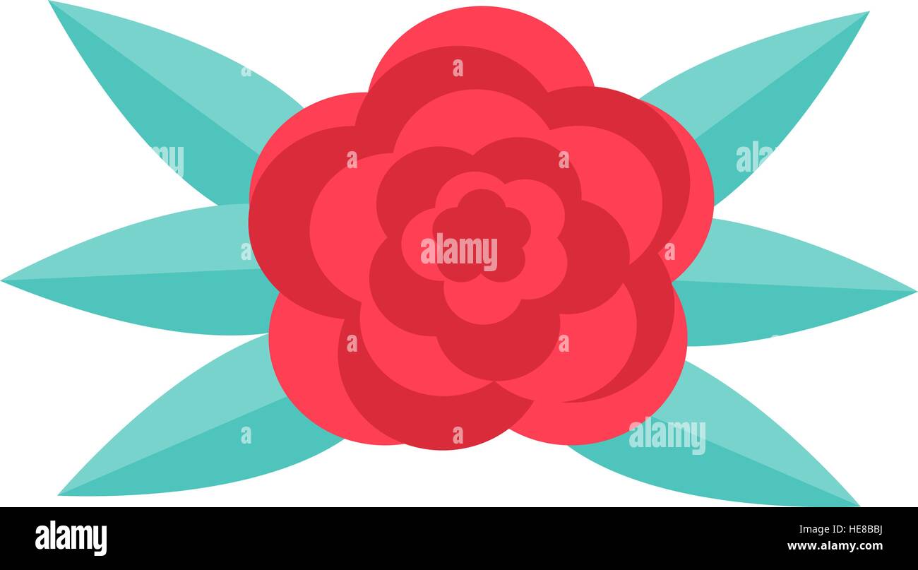Red rose, flat design. Isolated on white background. Vector ...