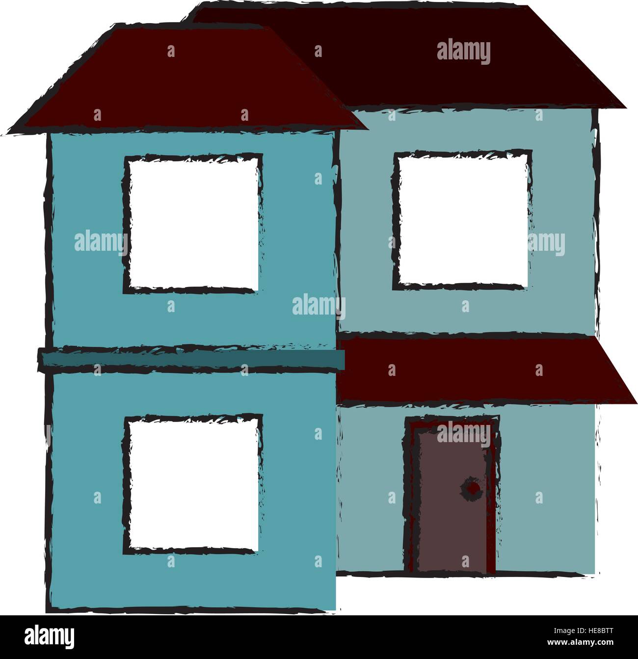 Drawing blue house windows Stock Vector Images - Alamy