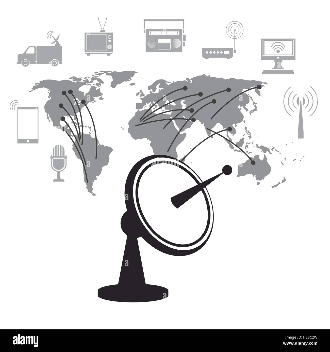 satellite dish data transmitter global service Stock Vector Image & Art ...