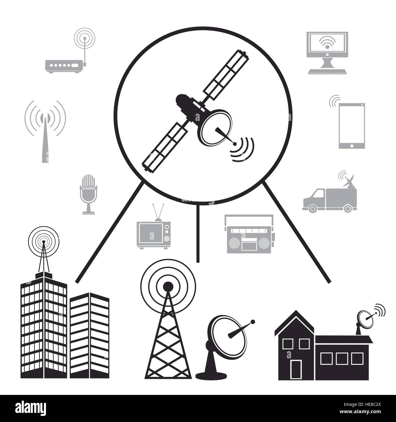 Microwave communication dish Stock Vector Images - Alamy