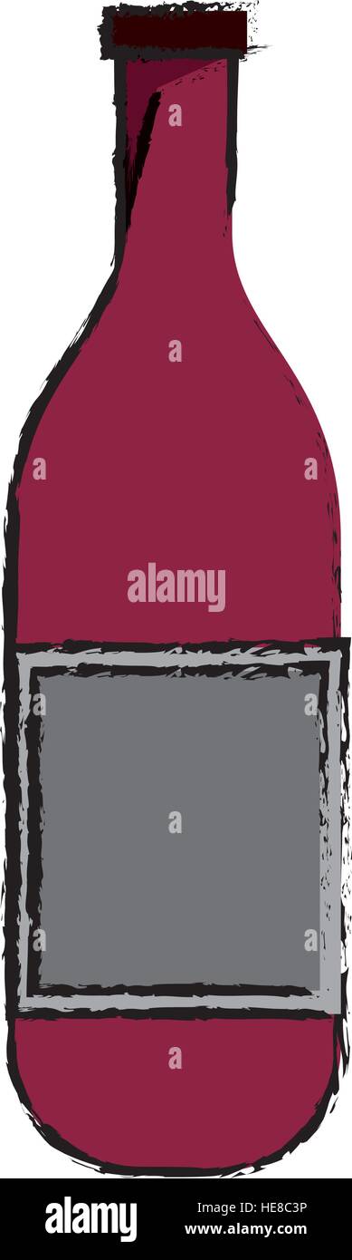 drawing wine bottle with cork empty label Stock Vector Image & Art - Alamy