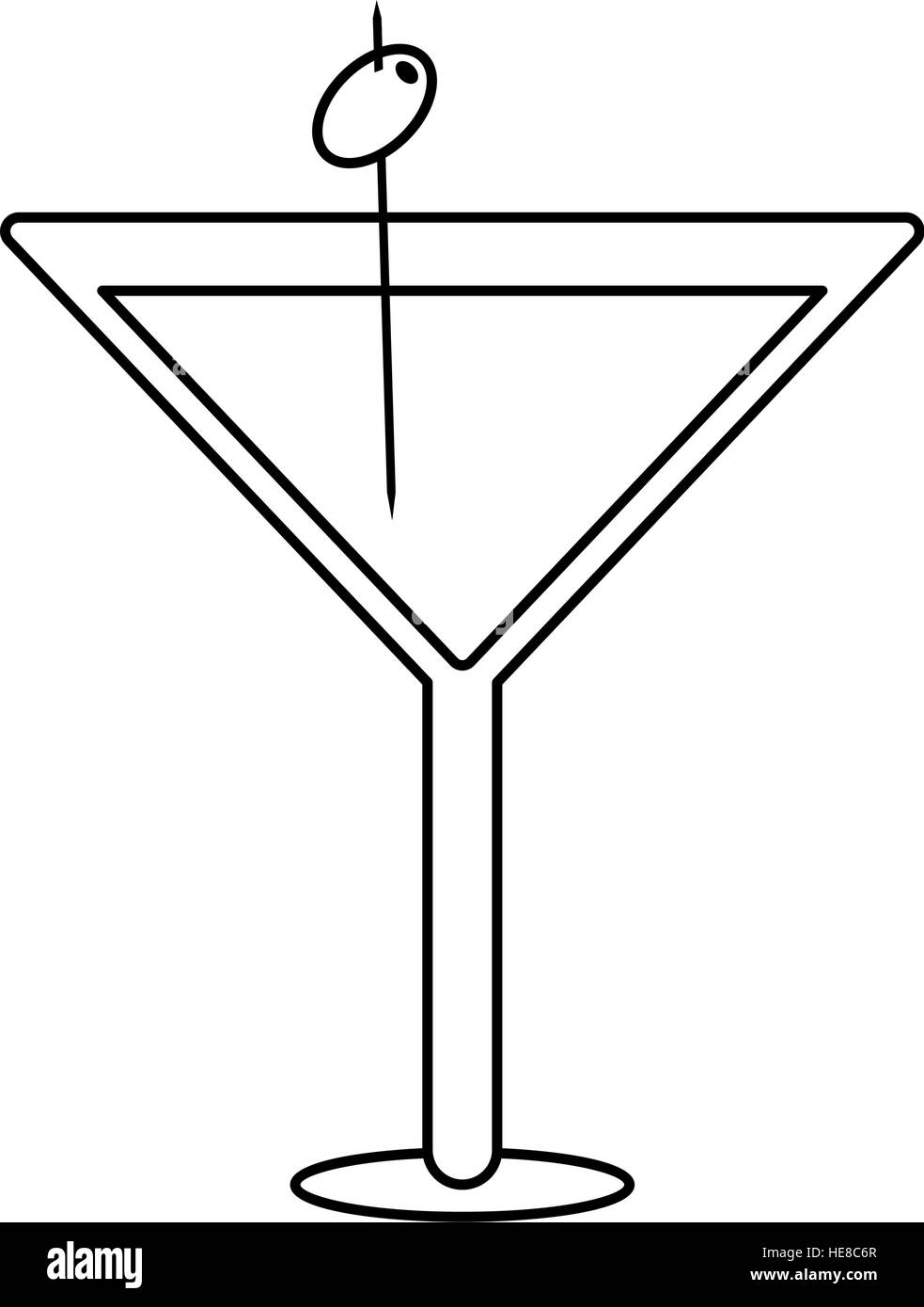 glass cocktail martini with olive outline Stock Vector Image & Art - Alamy