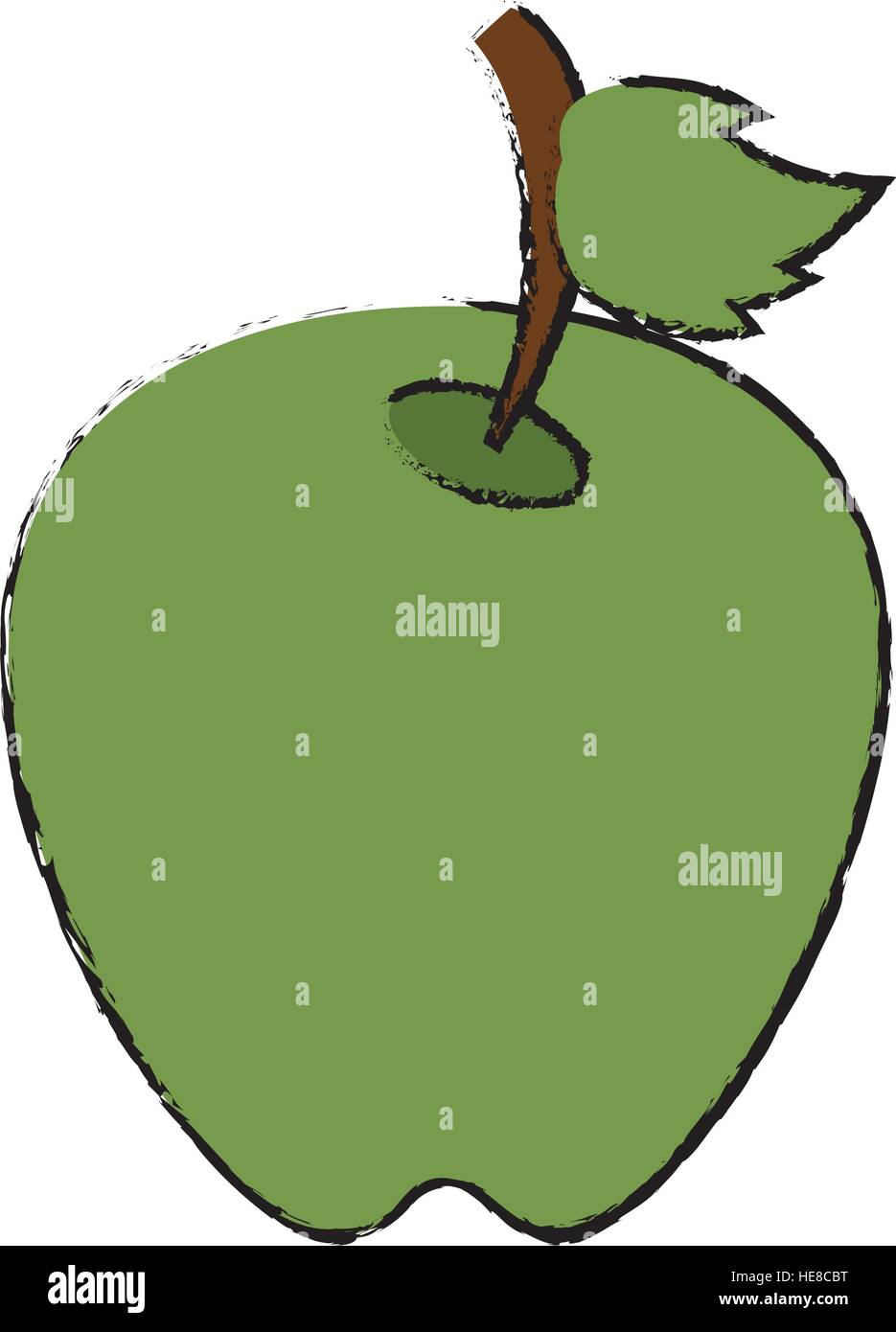 drawing green apple leave fruit Stock Vector Image & Art - Alamy