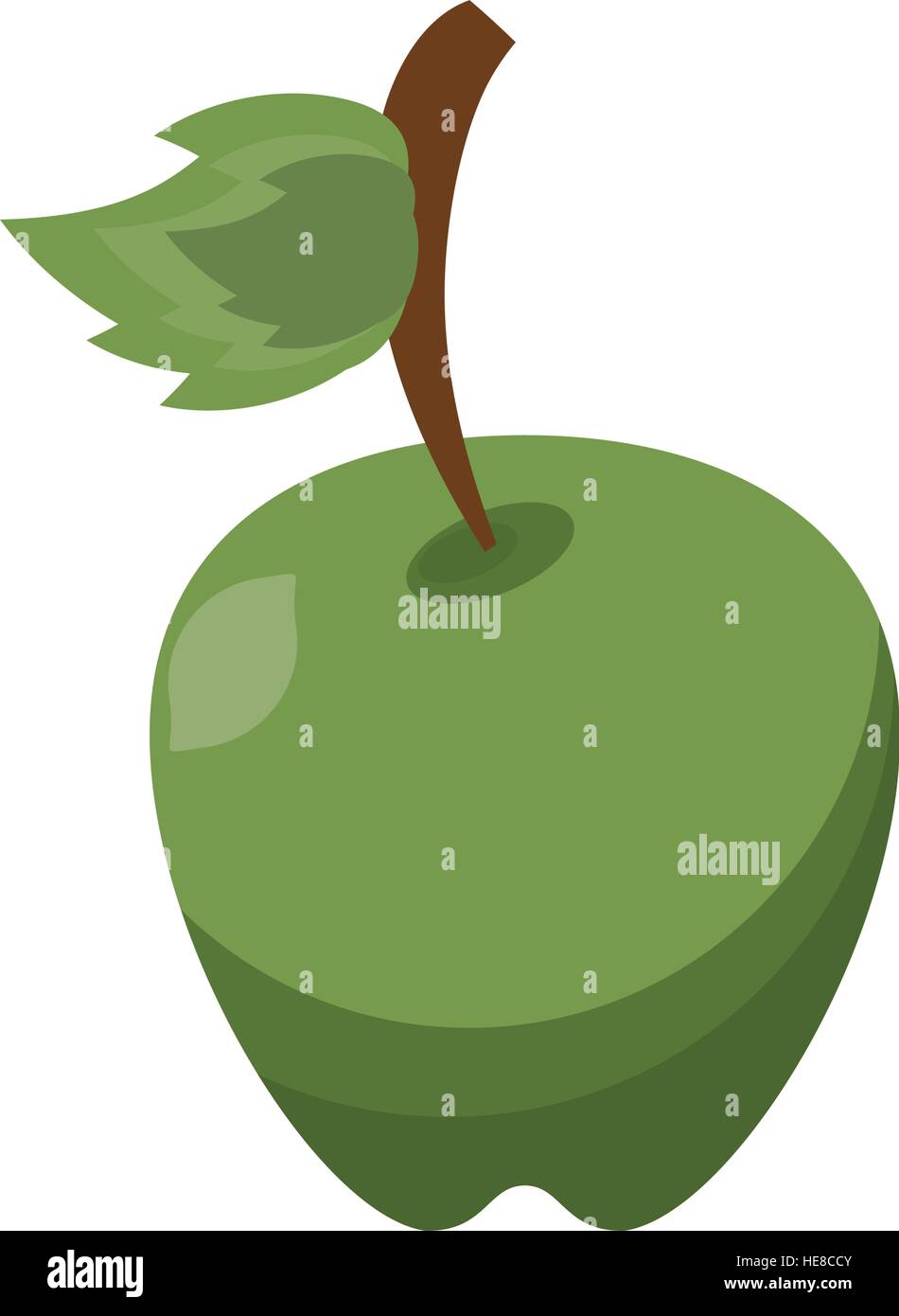 cartoon green apple leave fruit icon Stock Vector Image & Art - Alamy