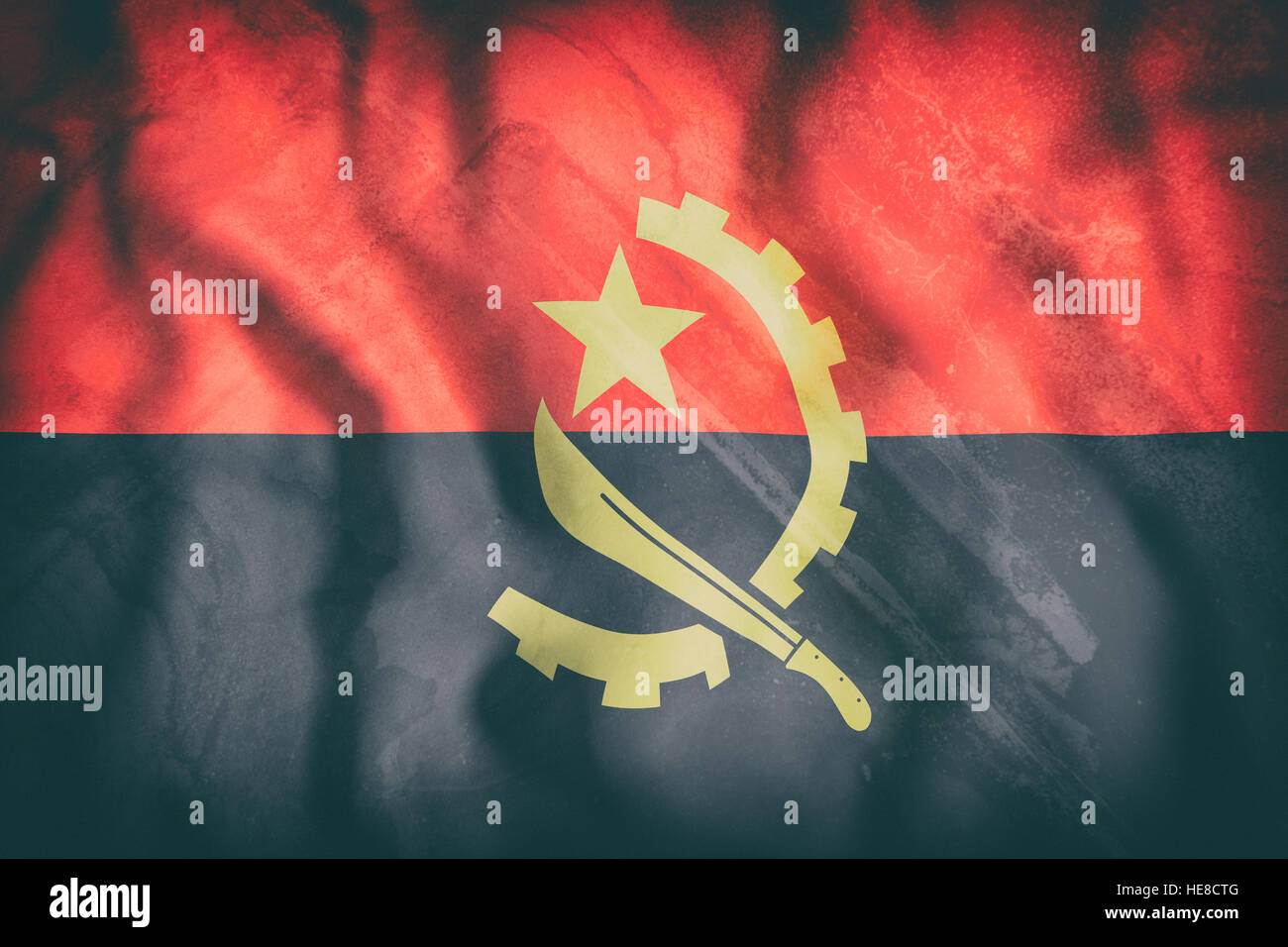 3d rendering of an old Republic of Angola flag waving Stock Photo - Alamy