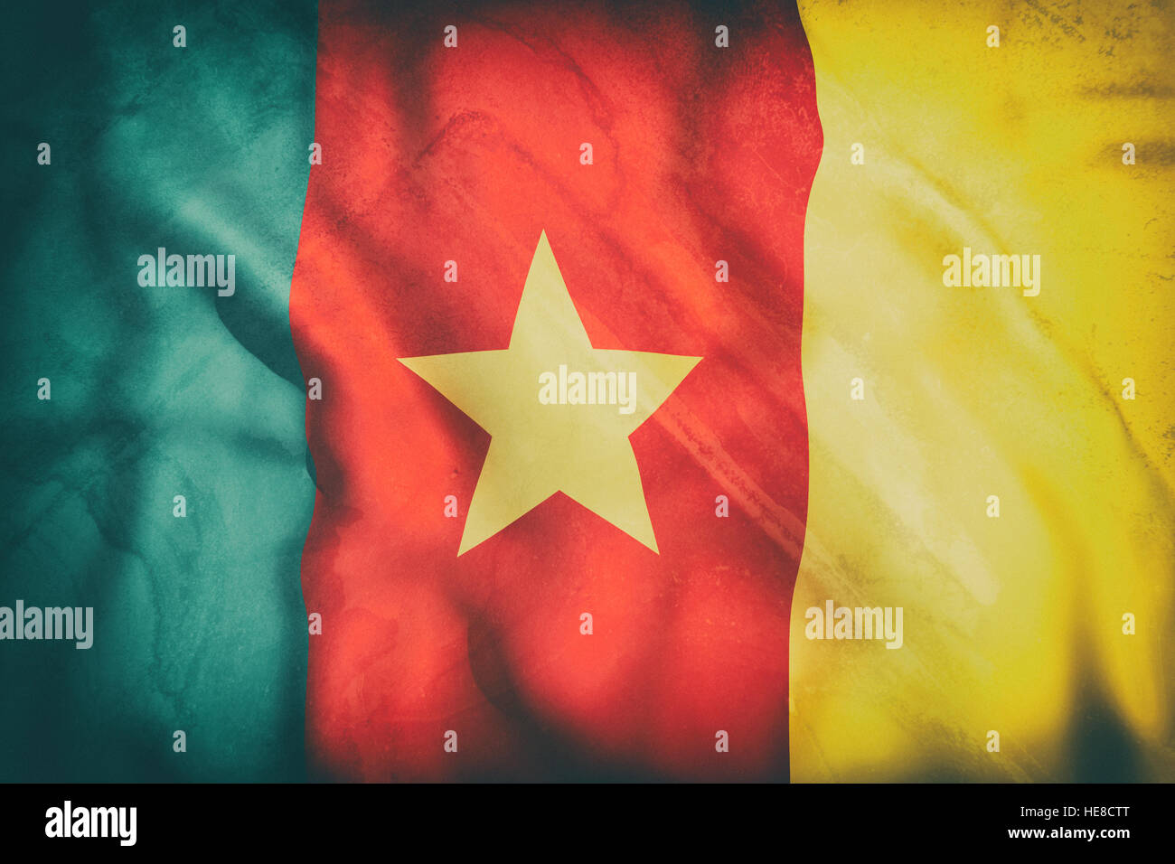 3d rendering of an old Cameroon flag waving Stock Photo - Alamy