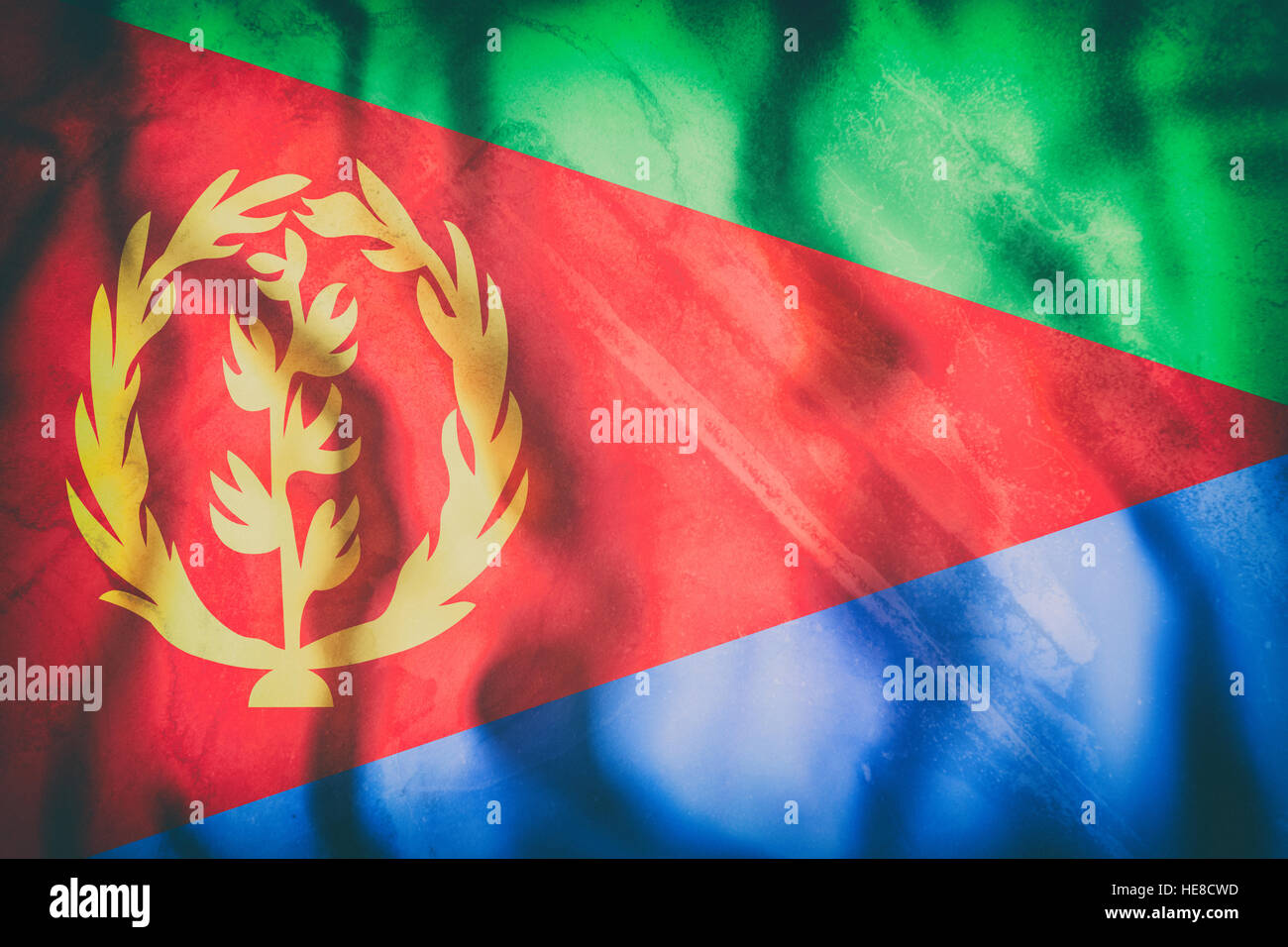 3d rendering of an old Eritrea flag waving Stock Photo - Alamy