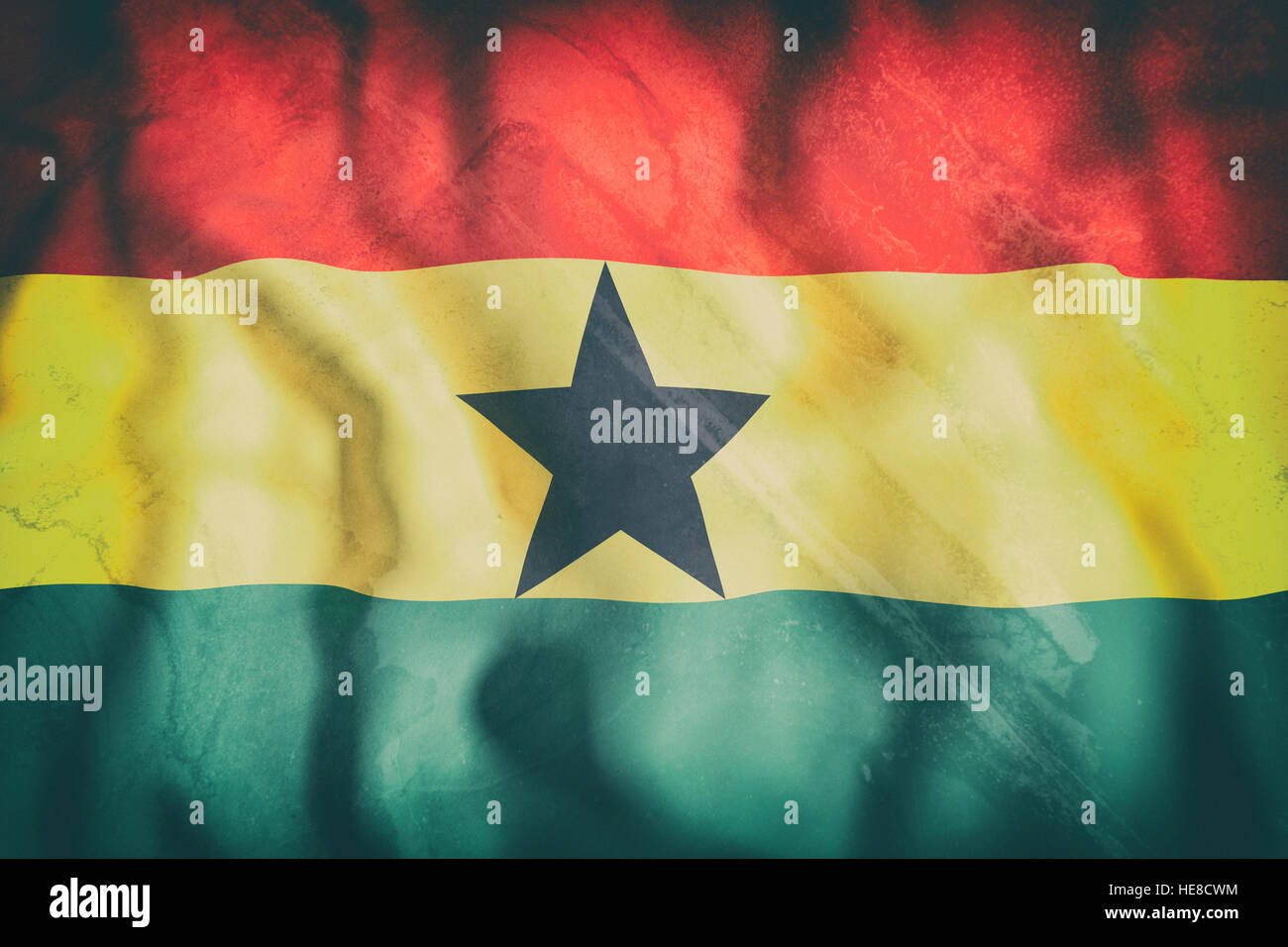 3d rendering of an old Republic of Ghana flag waving Stock Photo - Alamy
