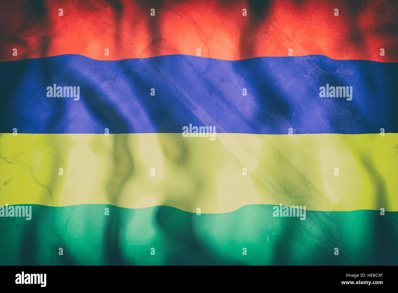 3d rendering of an old Republic of Mauritius flag waving Stock Photo ...
