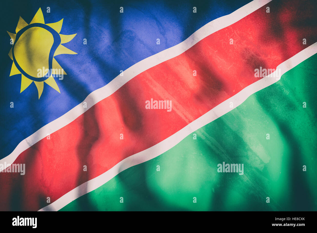 3d rendering of an old Republic of Namibia flag waving Stock Photo - Alamy