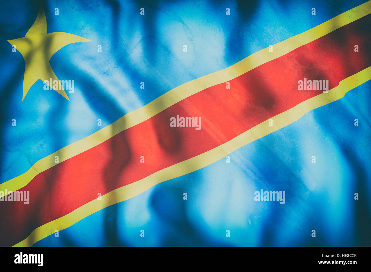 3d rendering of an old Democratic Republic of Congo flag waving Stock ...