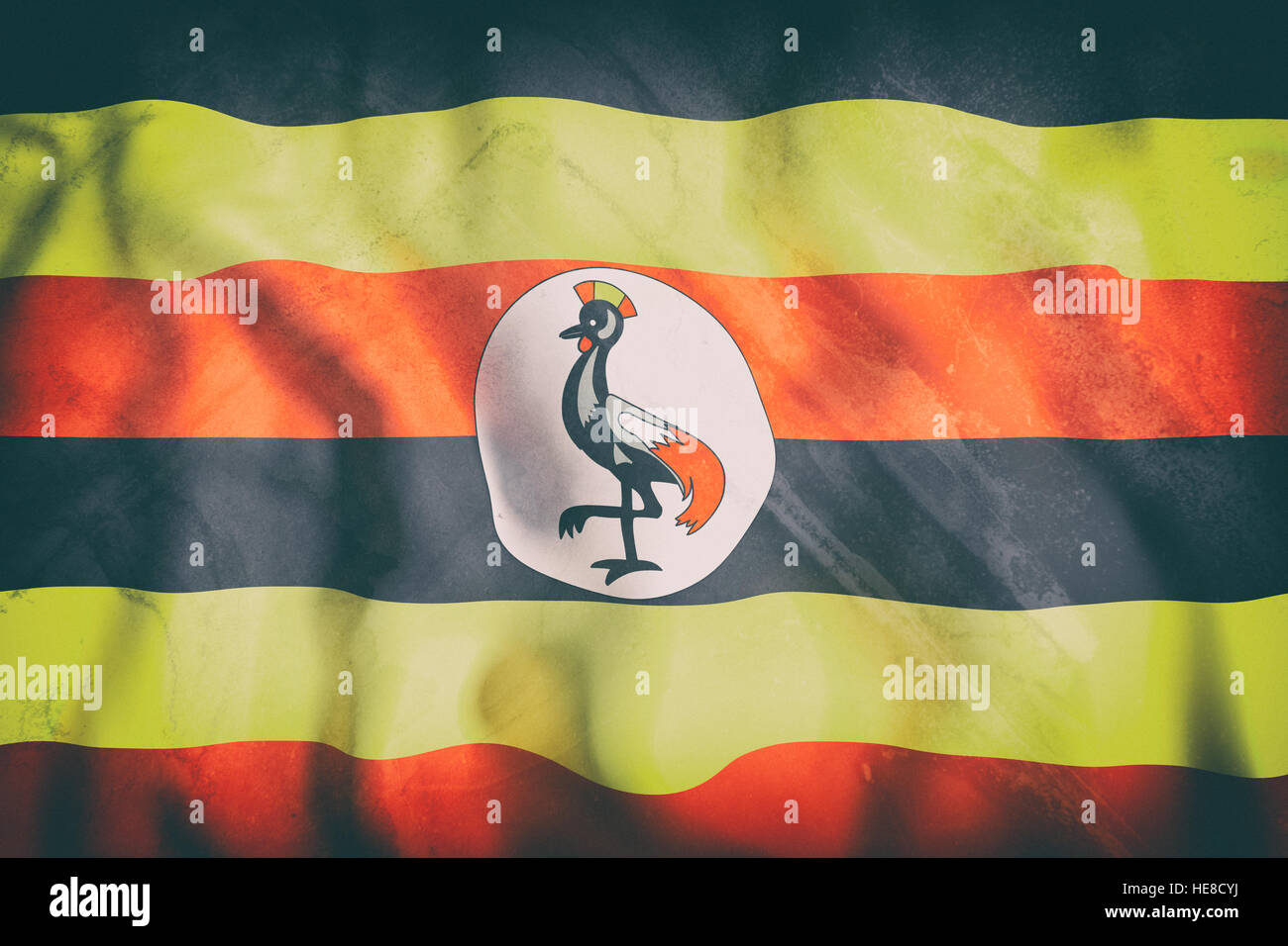 3d rendering of an old Uganda flag waving Stock Photo - Alamy