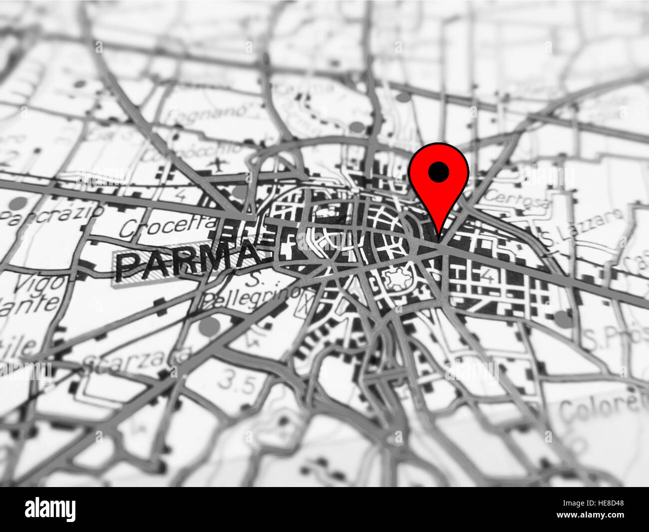 Parma city over a road map (ITALY Stock Photo - Alamy