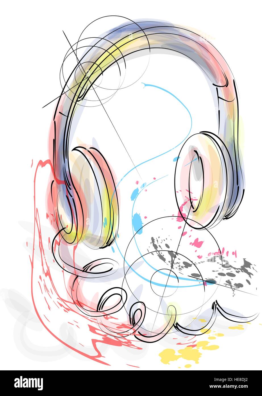 abstract head phones isolated on a white background Stock Vector Image ...