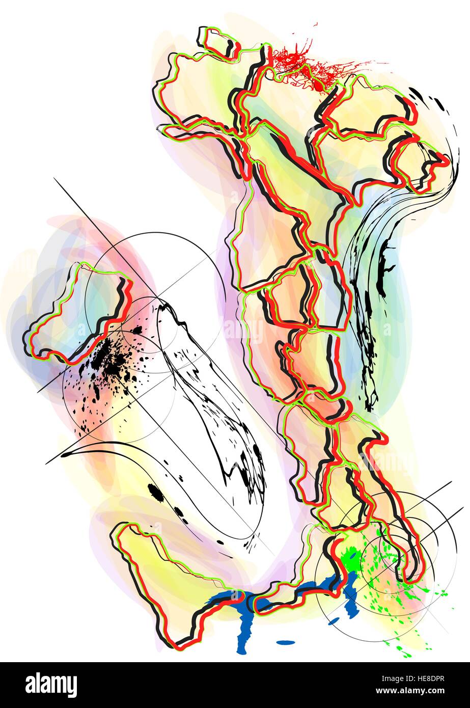 abstract multicolor map of Italy isolated on white Stock Vector Image ...