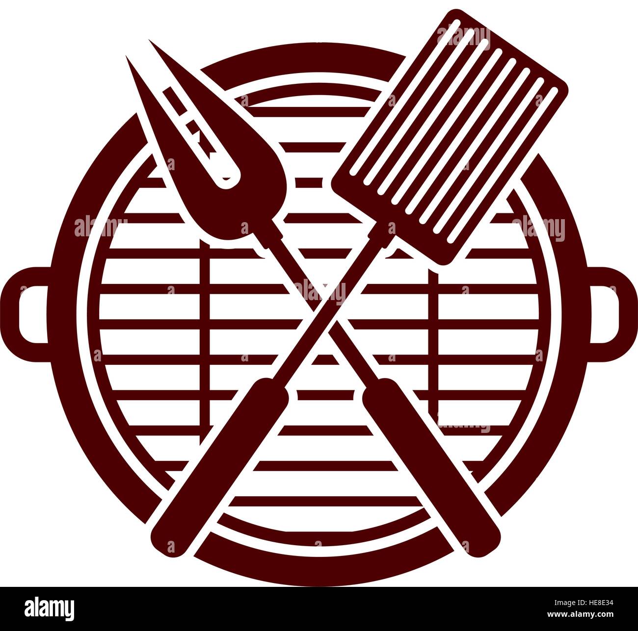 Grill and tools icon. Bbq menu steak house food and meal theme ...