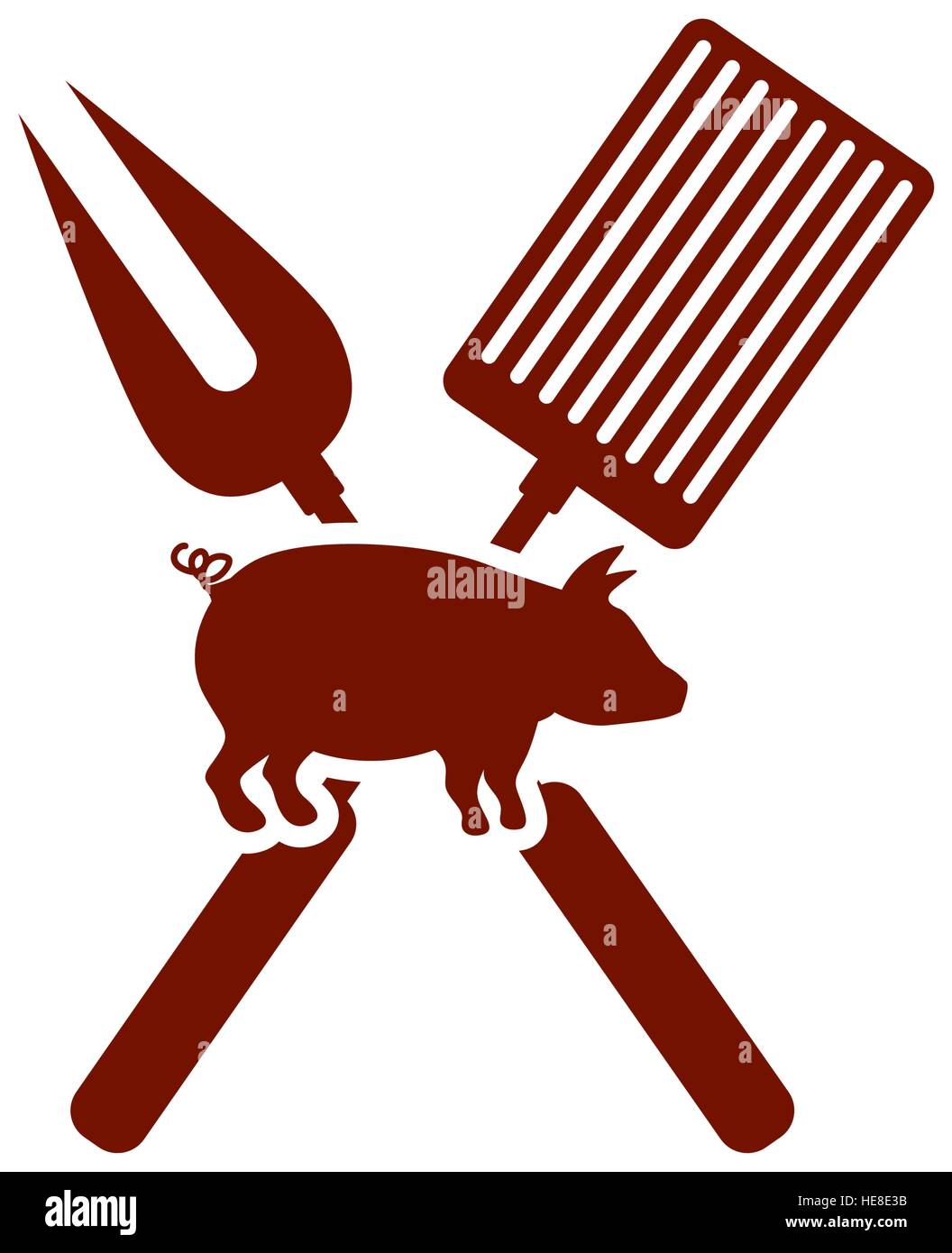 Grill and pork meat icon. Bbq menu steak house food and meal theme ...