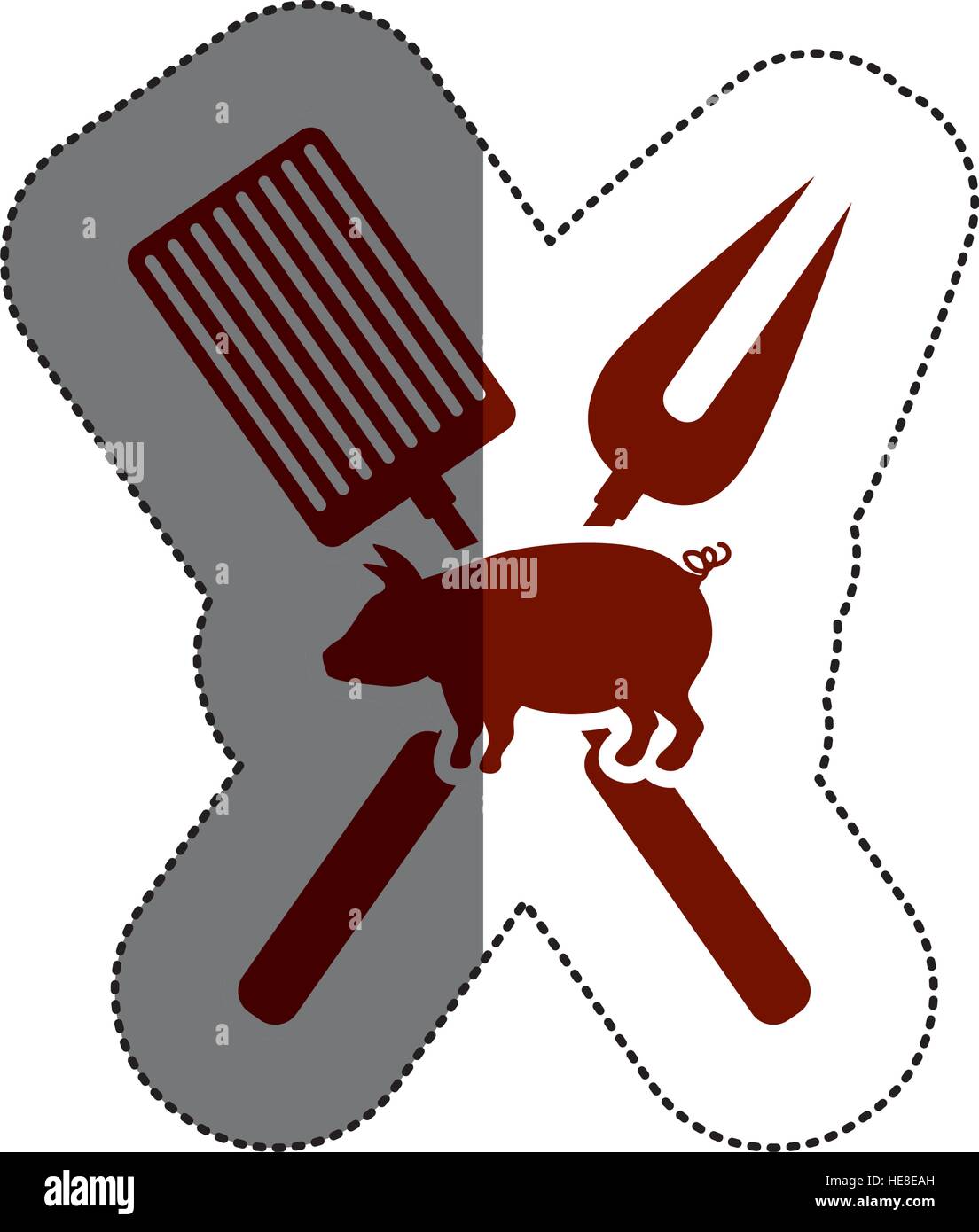 Grill and pork meat icon. Bbq menu steak house food and meal theme ...