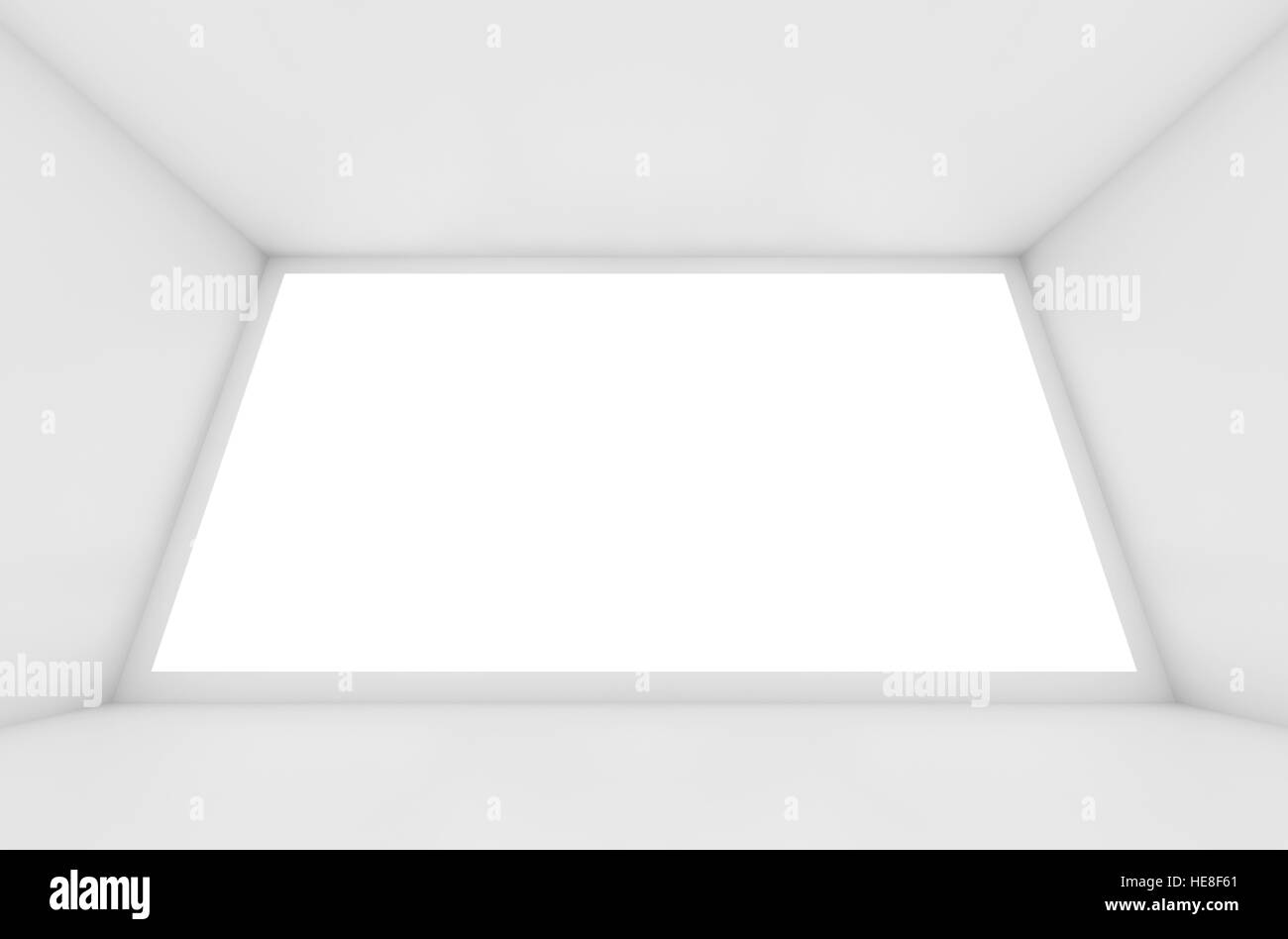 Abstract white interior background with big empty window. Digital 3d ...