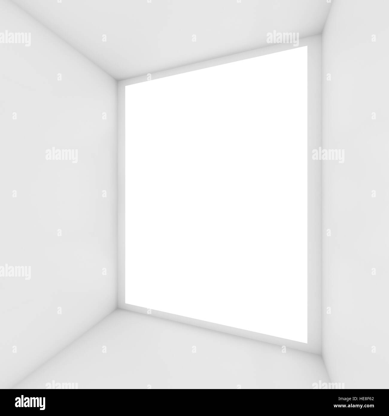 Abstract white interior background with big empty window. Square ...