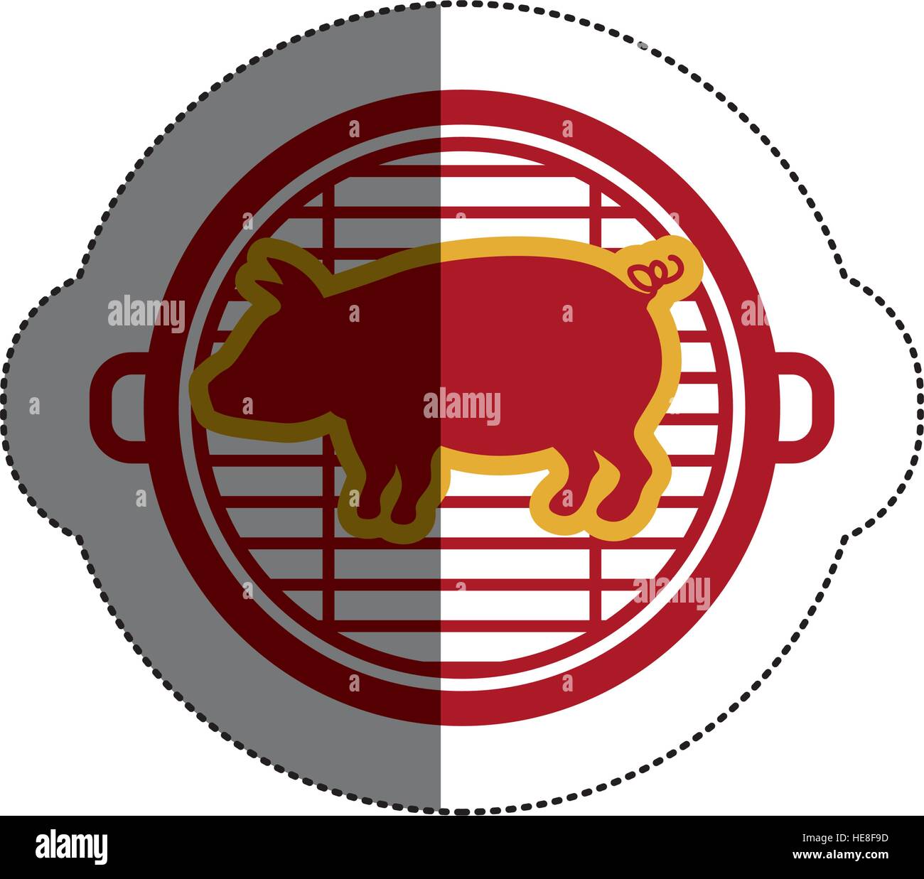 Grill and pork meat icon. Bbq menu steak house food and meal theme ...